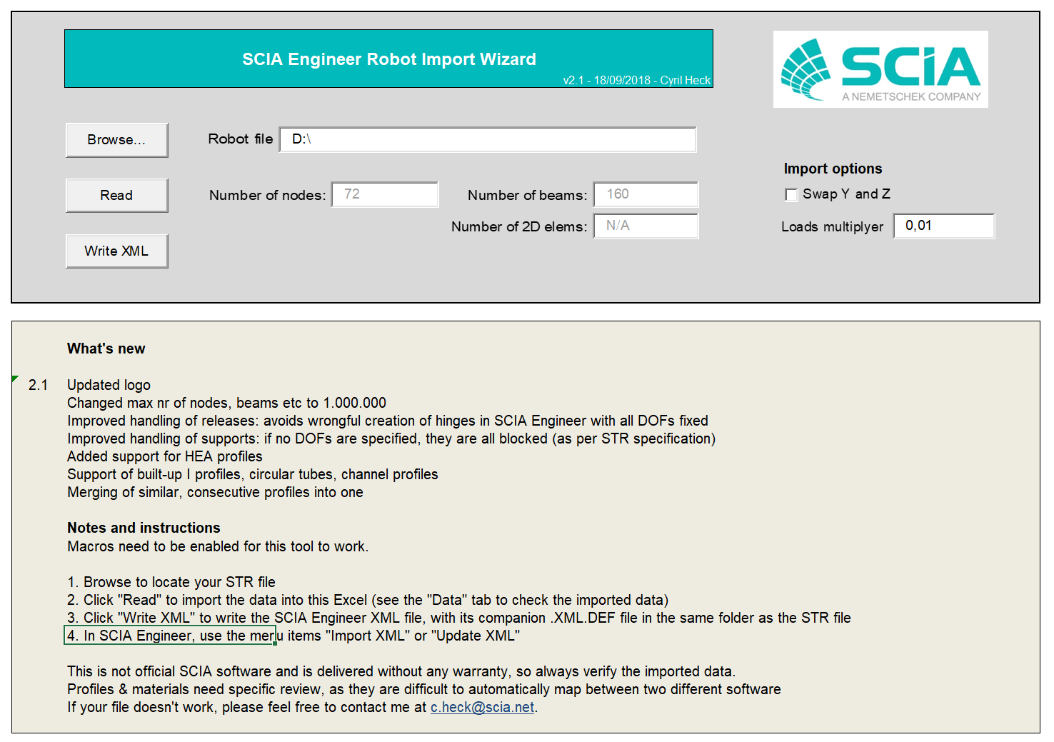 Robot text file (.STR) import into SCIA Engineer